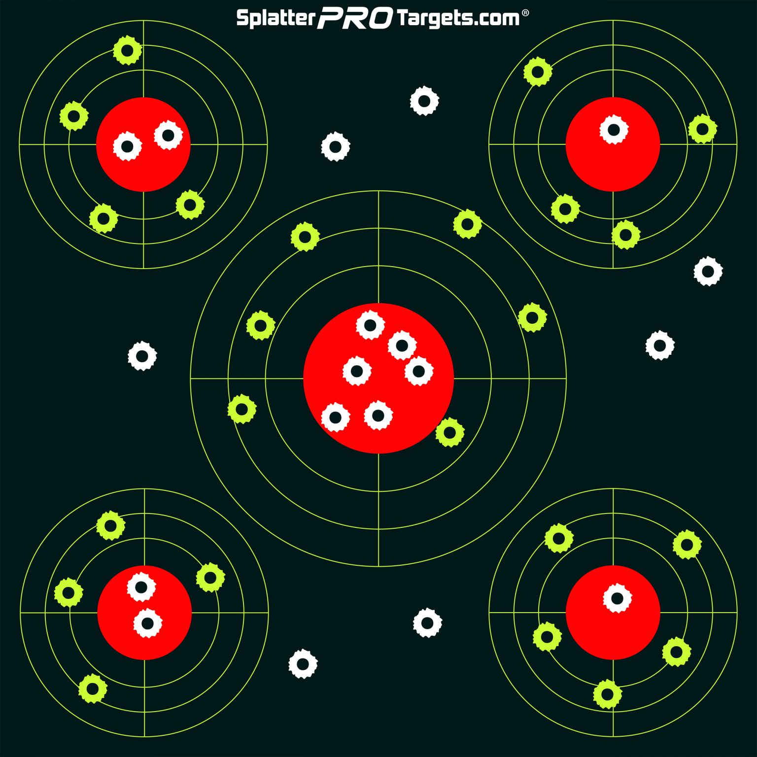 12×12 Multi Bullsey Target - Fluorescent Targets - Splatter PRO Targets