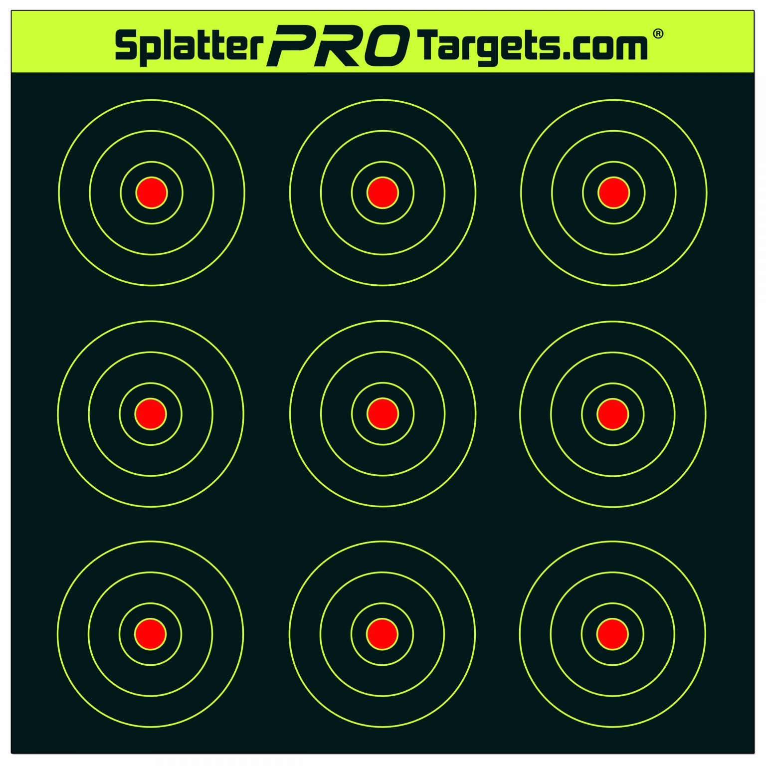 12×12 Mini Bullseye Target - Fluorescent Targets - Splatter PRO Targets